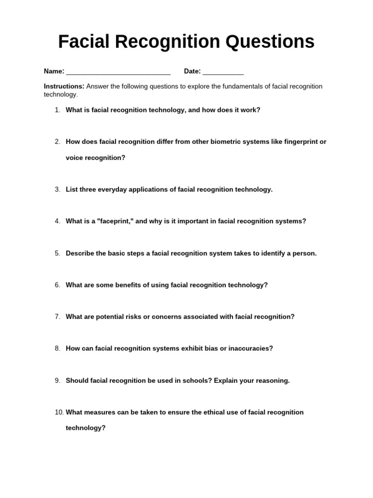 Facial Recognition Questions | PDF