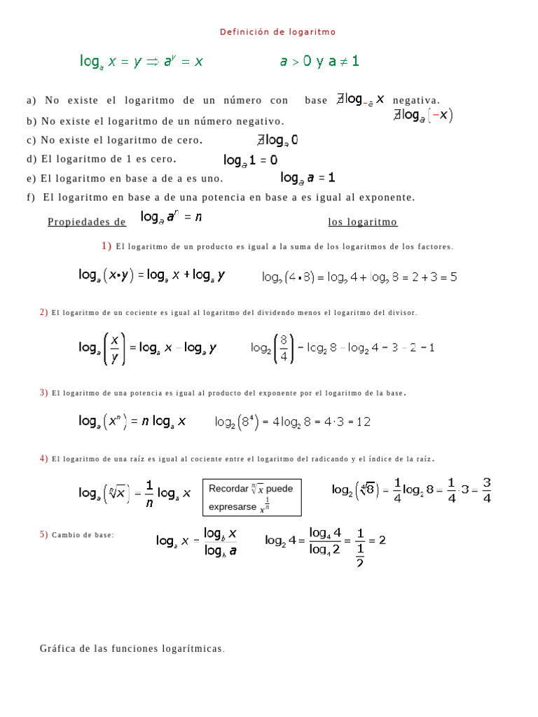 Definición de Logaritmo | PDF