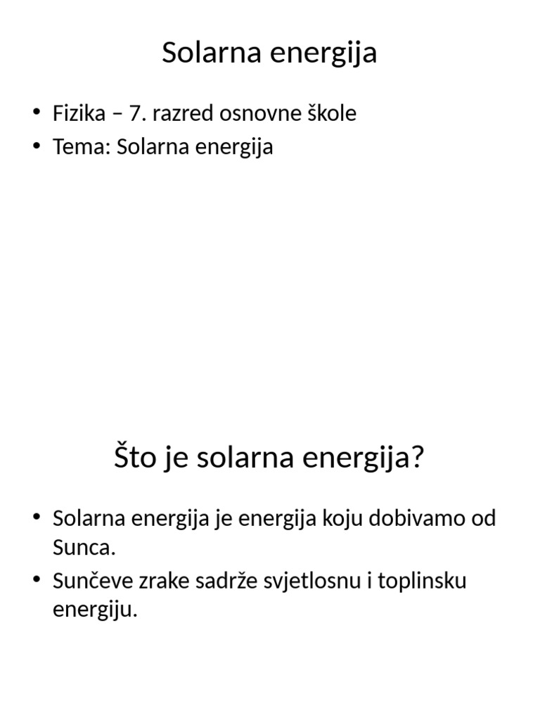 Solarna Energija 7 Razred | PDF