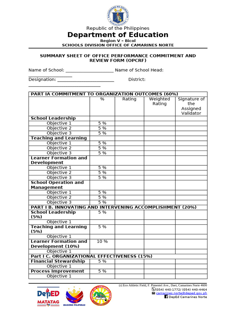 Final Summary Sheet of OPCRF 2025 3 | PDF | Applied Psychology ...