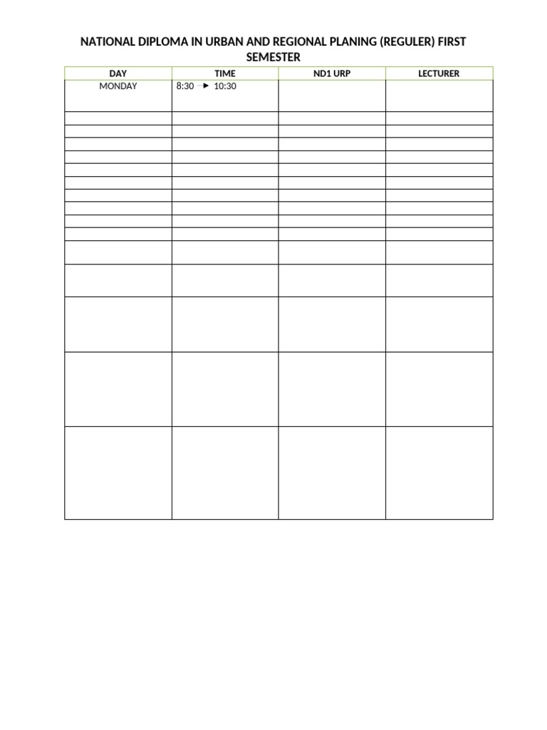 Timetable Urp | PDF