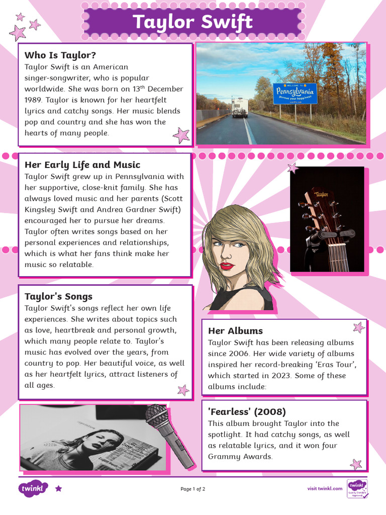 T e 1694684624 Uks2 Taylor Swift Differentiated Reading Comprehension ...