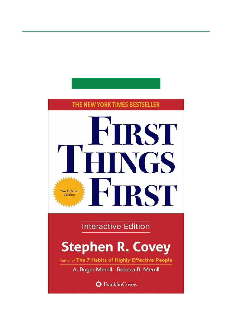 Limited Get First Things First PDF DOCX Download | PDF