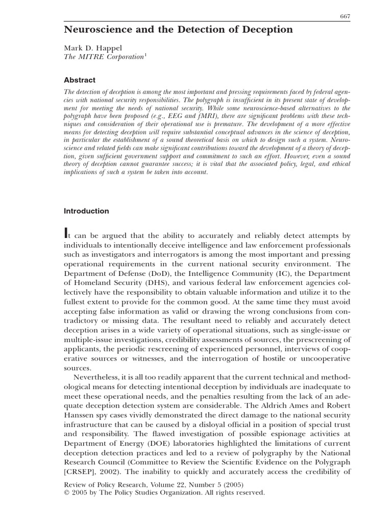 Neuroscience and The Detection of Decept | PDF | Polygraph | Event ...
