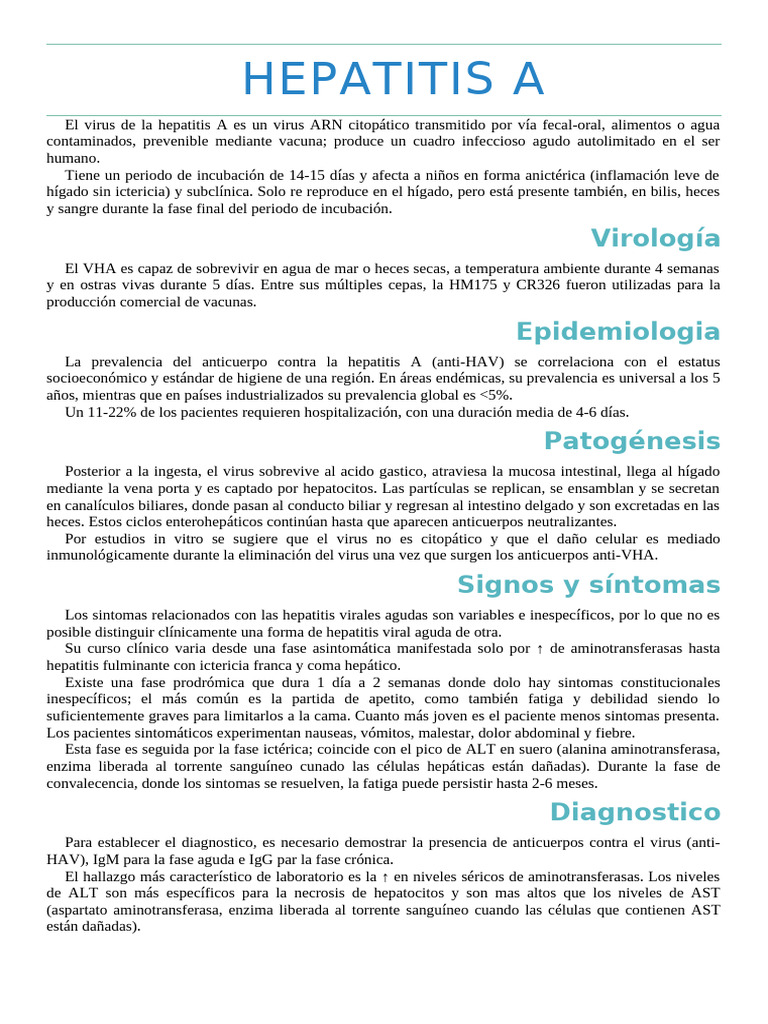 Hepatitis A: Síntomas, Diagnóstico y Prevención | PDF | Hepatitis ...