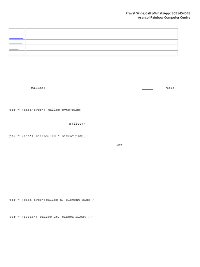 Dynamic Memory Allocation Arcc Pdf Pointer Computer Programming C