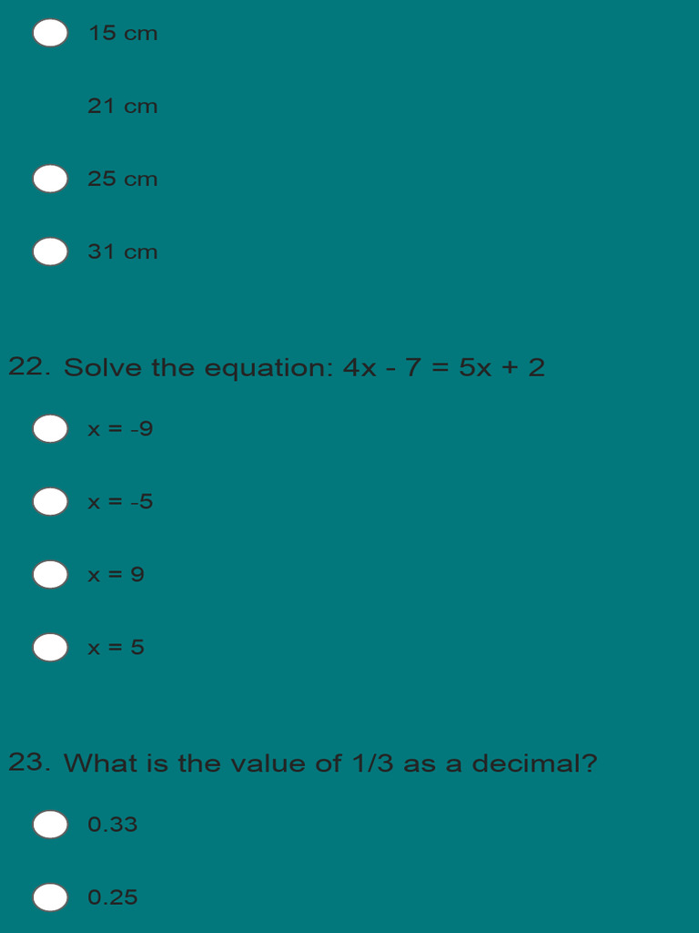Maths Diagnostic Assessment FR | PDF