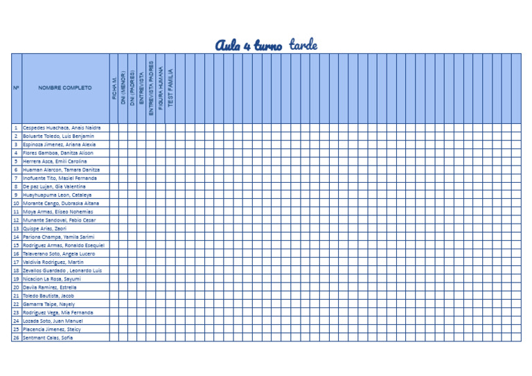 Lista Aula 4.xlsx - Turno Tarde | PDF