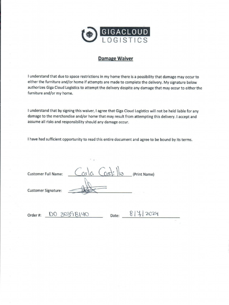 Signed - Damage Waiver | PDF