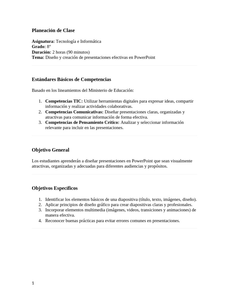 Planeación de Clase | PDF | Diseño | Microsoft PowerPoint