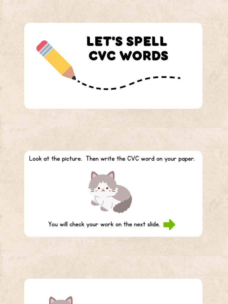 Colorful Illustrative CVC Words Activity Education Presentation | PDF