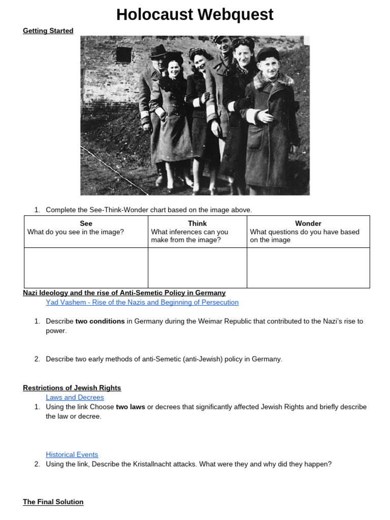 Holocaust Webquest | PDF | The Holocaust | Antisemitism