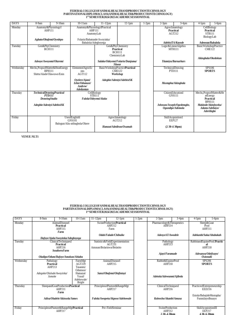 1st SEM FINAL Lecture Timetable 2024-25 | PDF