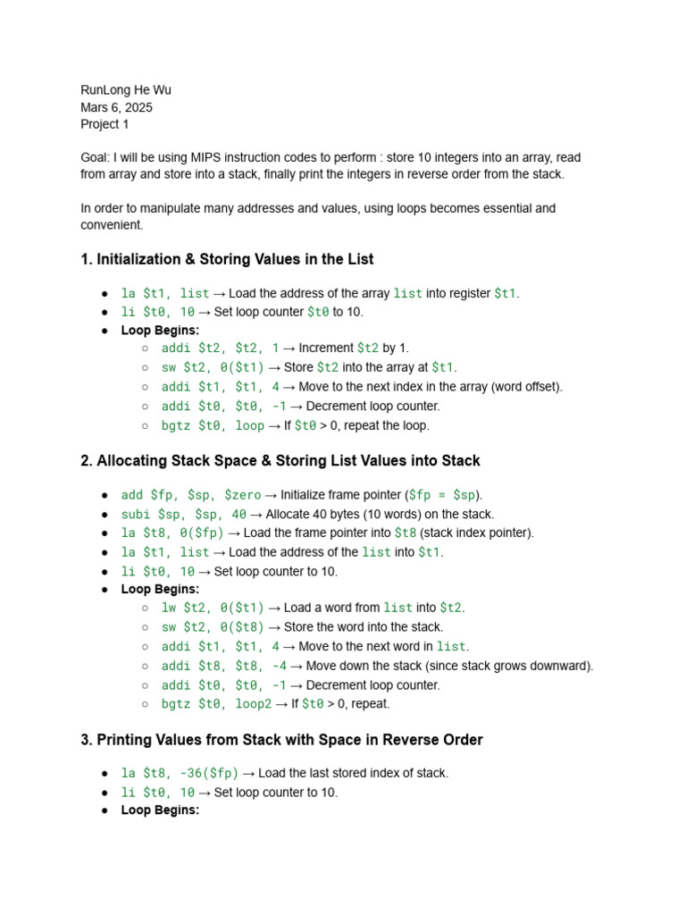 MIPS Array to Stack Reverse Print Guide | PDF