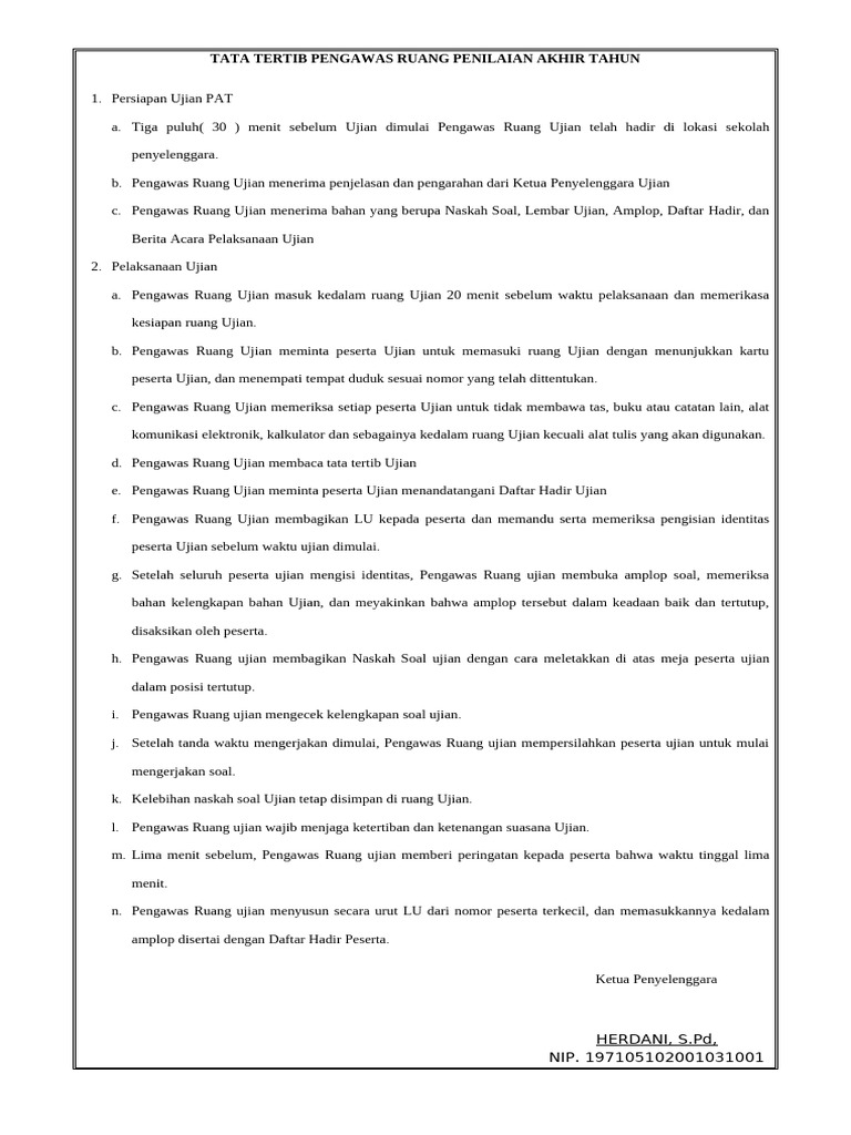 Tata Tertib Pengawas Ruang Us | PDF