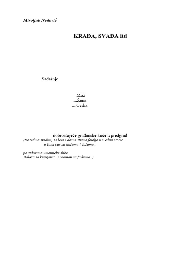 Kradja Svadja Komedija | PDF