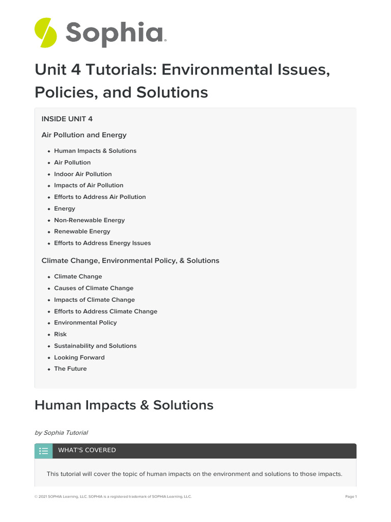 Unit 4 Tutorials Environmental Issues Policies and Solutions | PDF | Clean Air Act (United ...