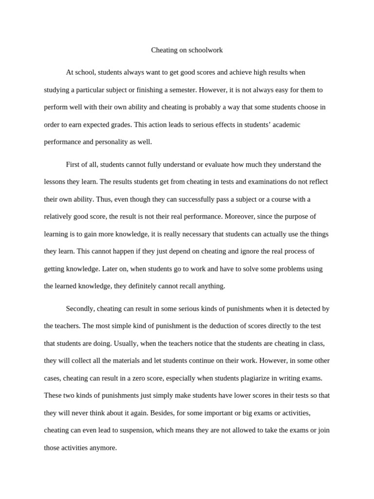 Cause Effect - Cheating - On - Schoolwork | PDF | Teachers | Cognition