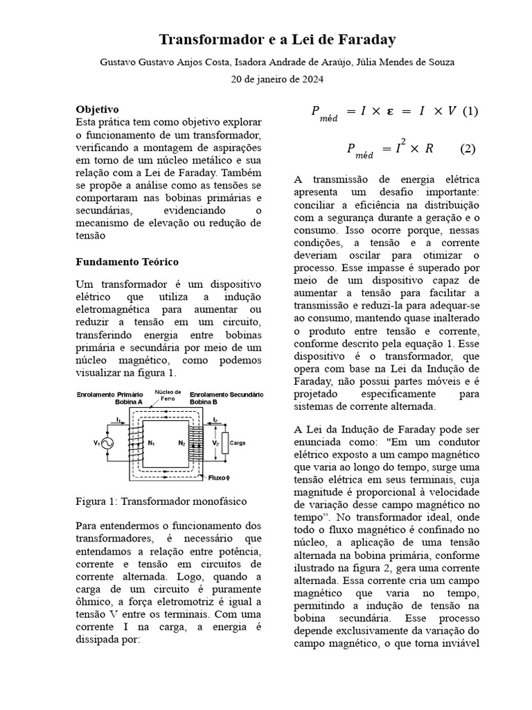 Funcionamento do Transformador e Faraday | PDF | Transformador | Magnetismo