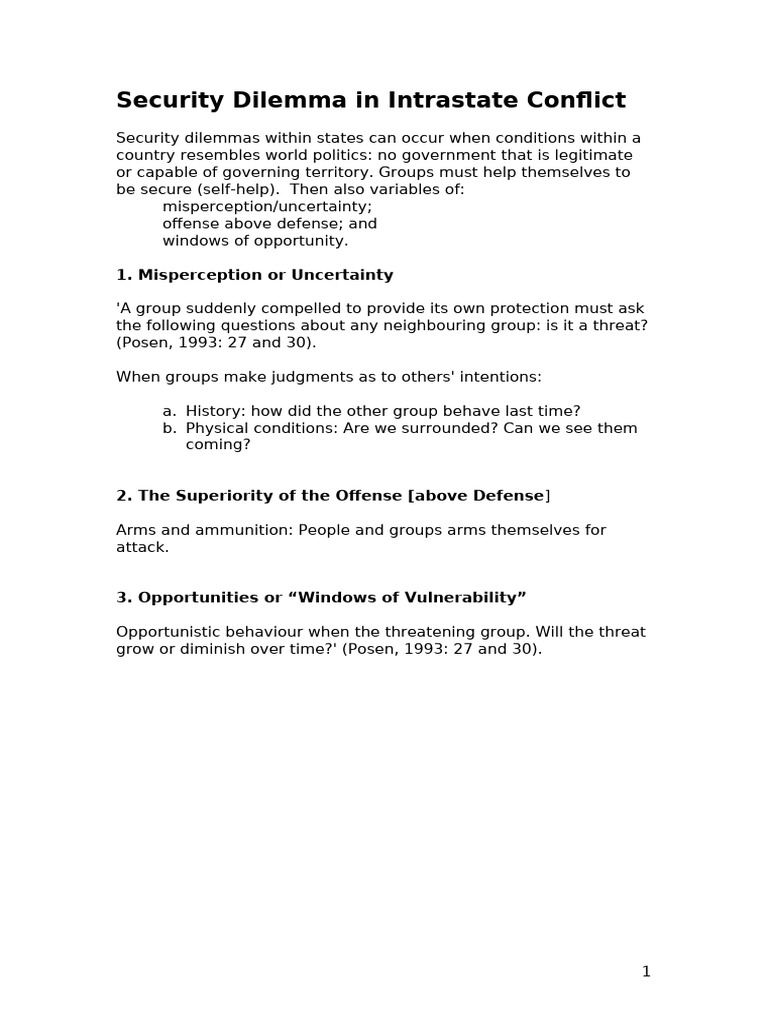 Seegers Intrastate Security Dilemma1 | PDF | Global Politics ...