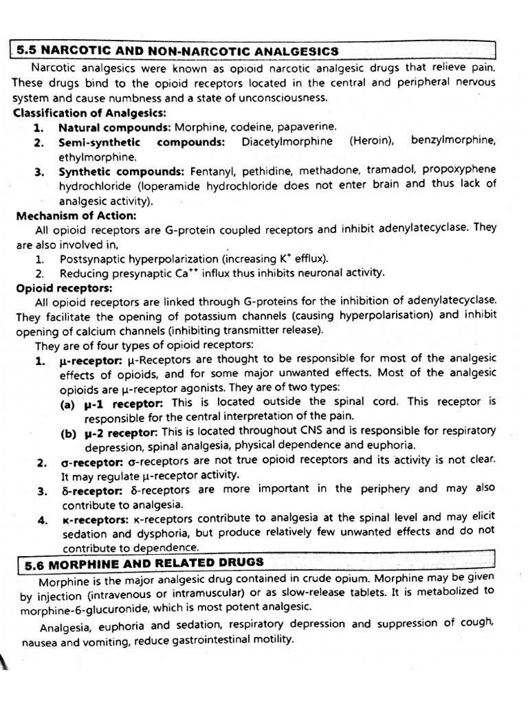 Narcotic and Non-Narcotic Analgesics | PDF