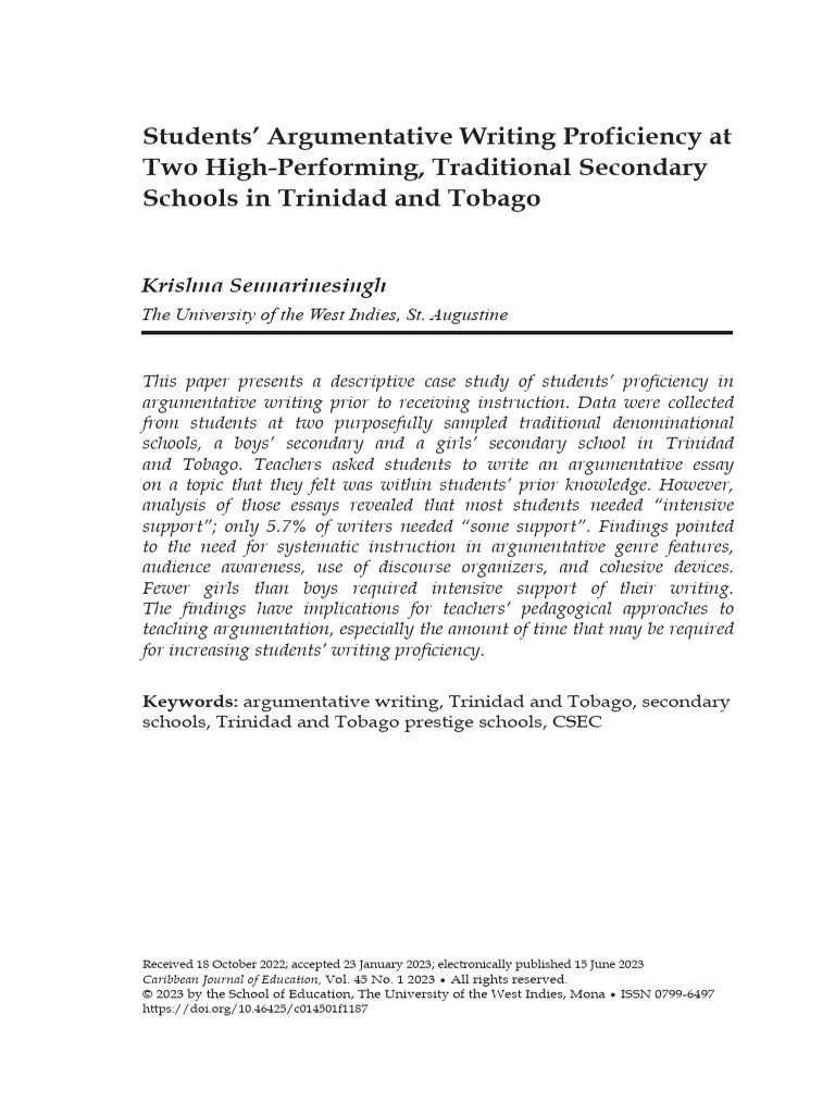 argumentative writing journal article caribbean | PDF | Essays ...