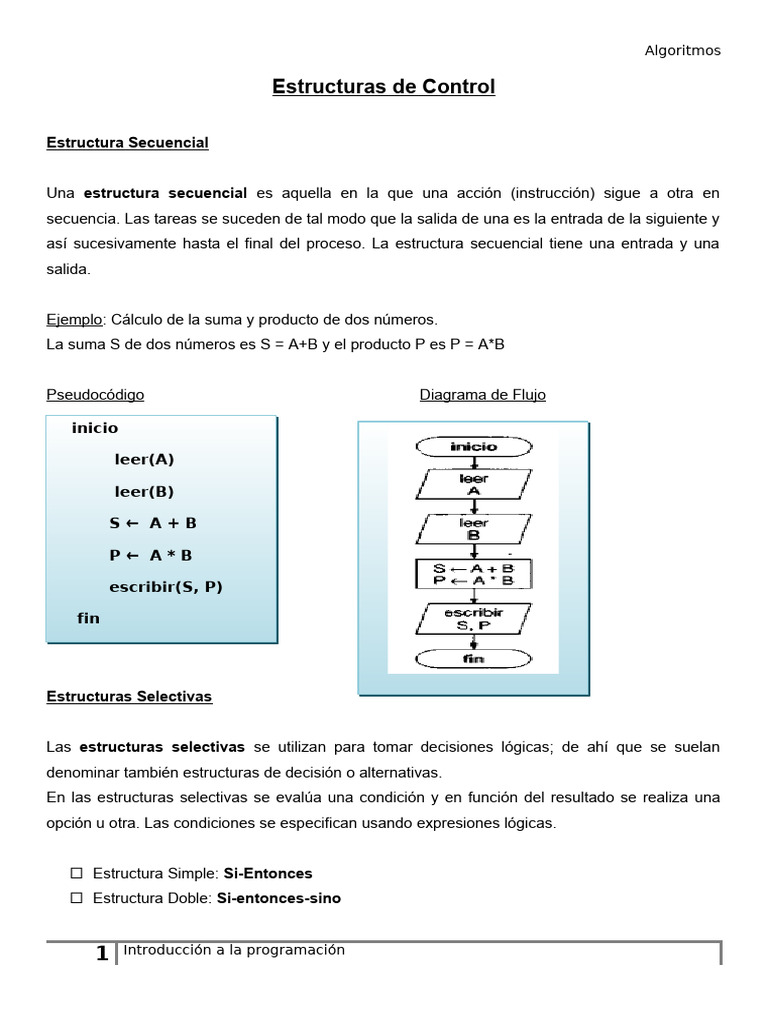 3 - Algoritmos - Estructuras de Control | PDF | Algoritmos | Lógica matemática