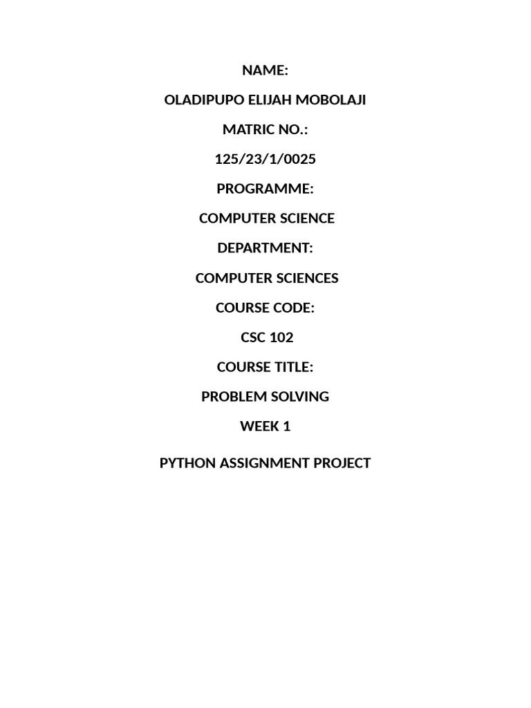 Python Project 2 Week | PDF