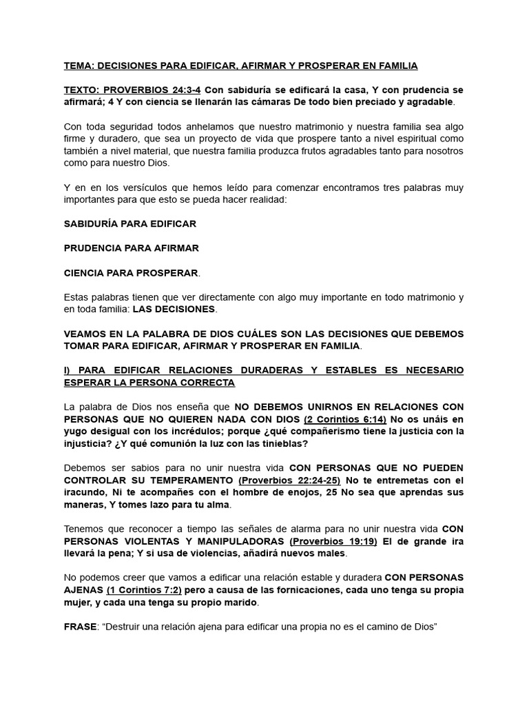 Decisiones para Edificar Afirmar y Prosperar en Familia | PDF | Jacob | Rachel