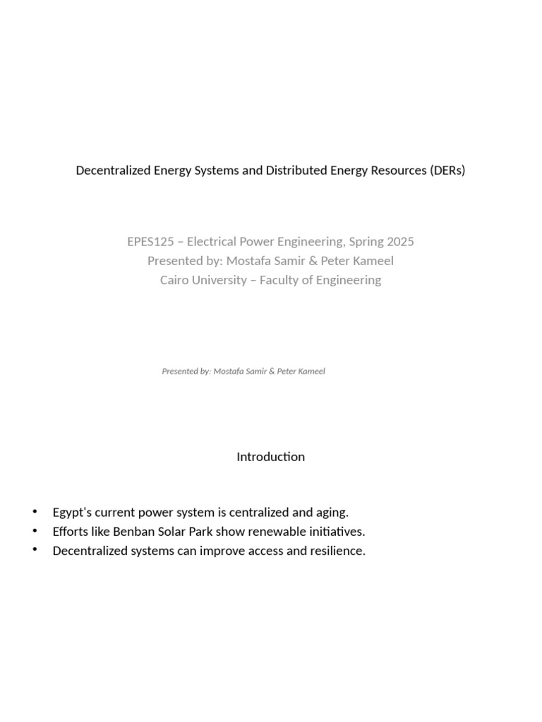 Enhanced Decentralized Energy Systems Presentation | PDF | Distributed ...