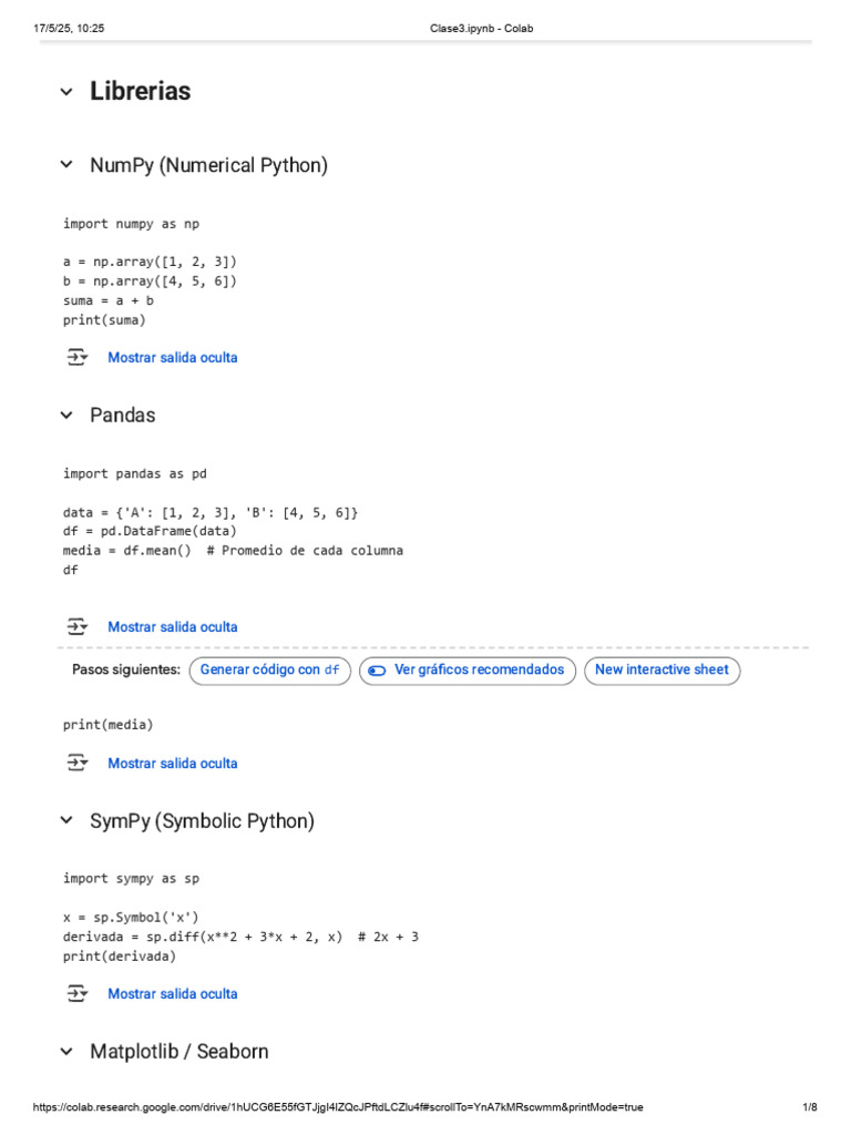 Clase3.ipynb - Colab (1) | PDF | Matriz (Matemáticas) | Física Matemática