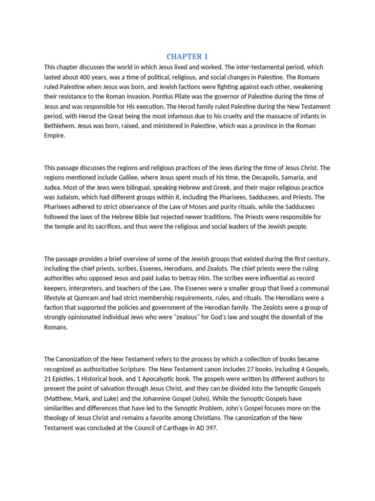 Overview of Jesus' World and Nature | PDF | Jesus | Resurrection Of Jesus
