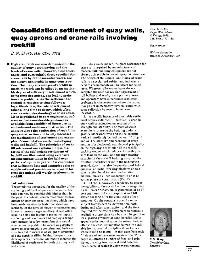 Consolidation Settlement of Quay Walls, Quay Aprons and Crane Rails ...