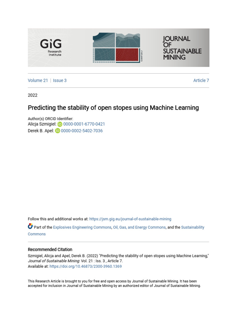 Machine Learning for Open Stope Stability | PDF | Receiver Operating ...