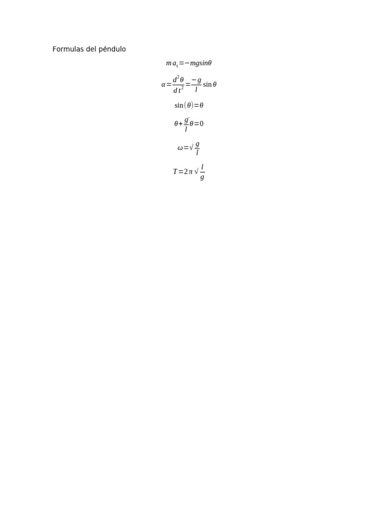 Formulas Del Péndulo | PDF