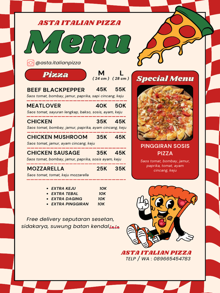 Cream Red Retro Pizza Menu PDF | PDF