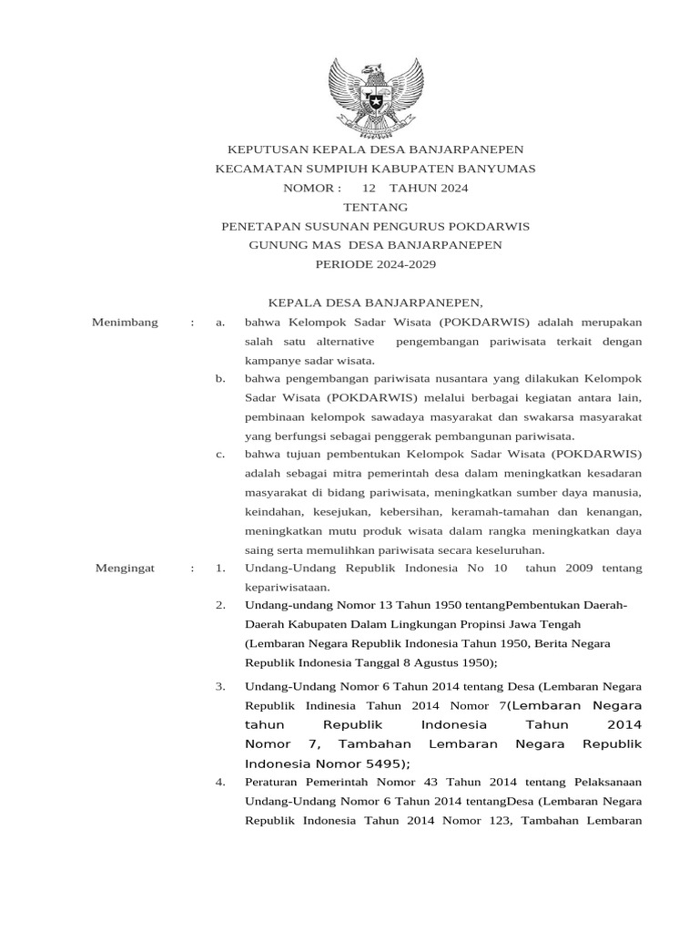 Sk Pokdarwis Nyu 2024 | PDF