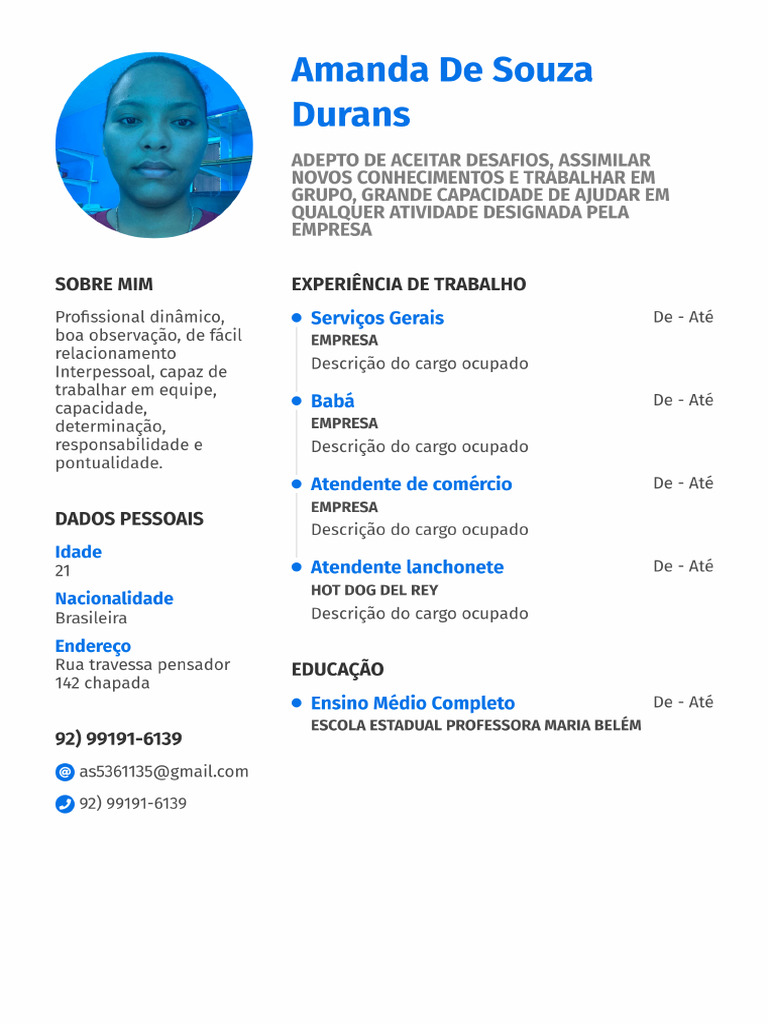 Curriculo Da Amanda | PDF