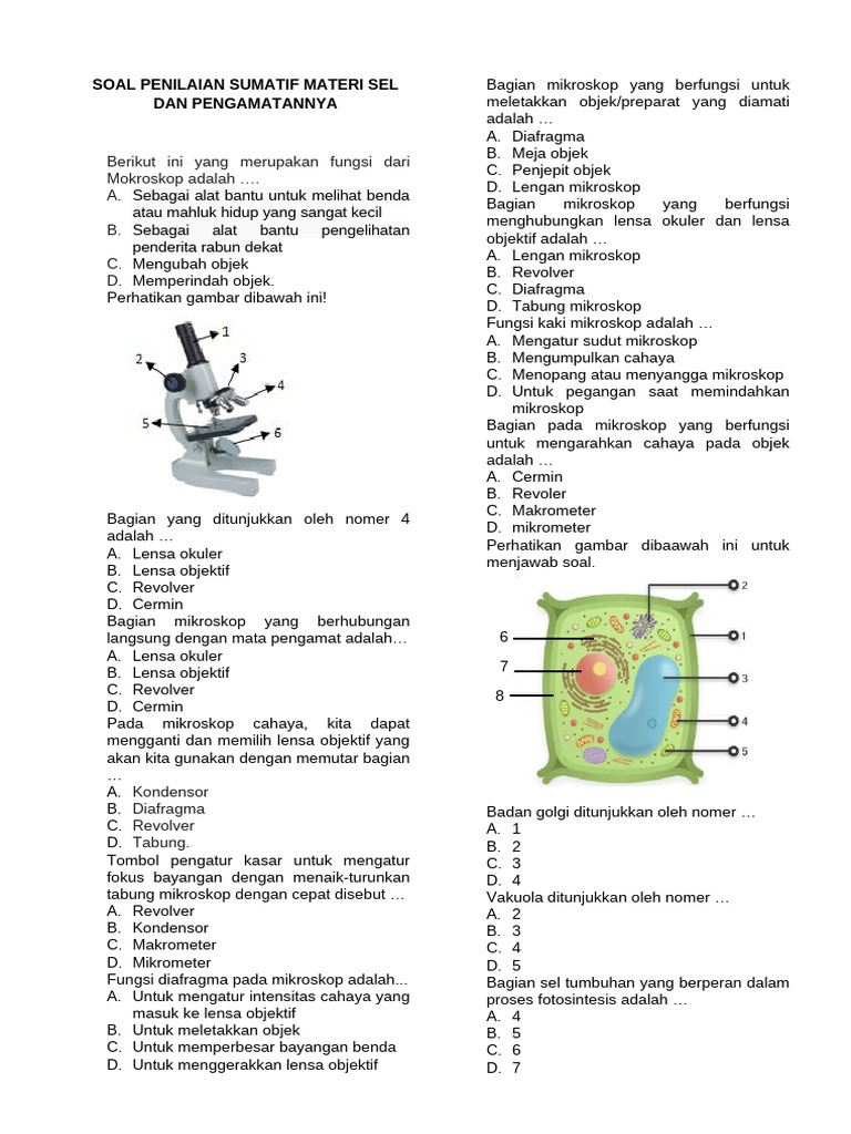 Soal Penilaian Sumatif Materi Sel | PDF