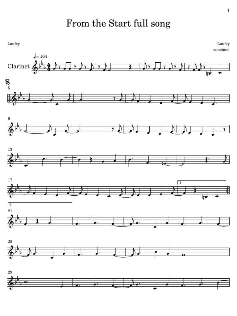 Laufey's "From the Start" Clarinet Sheet | PDF
