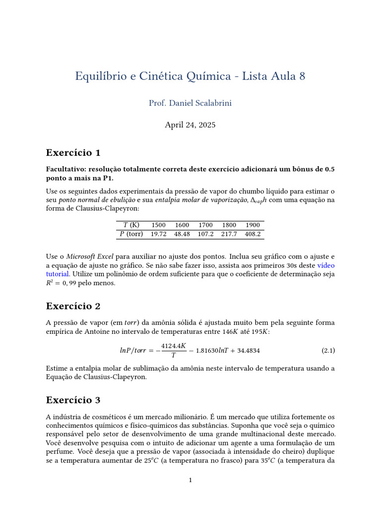 EC_Ex_Aula_08 | PDF | Química | Temperatura