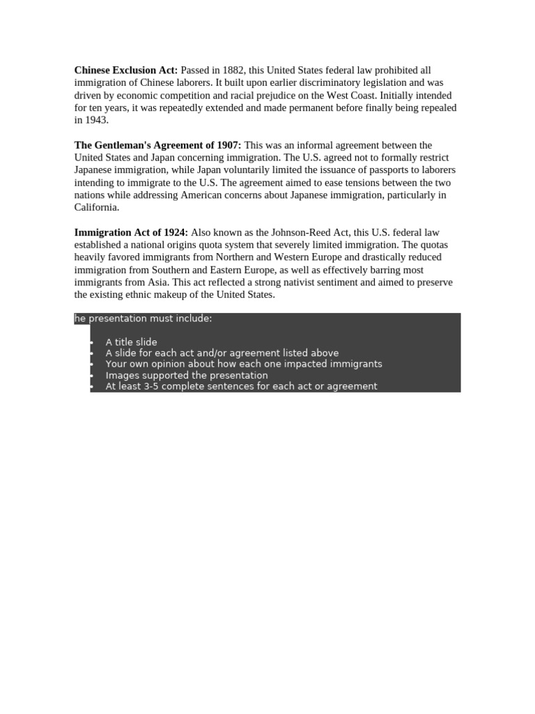 Chinese Exclusion Act | PDF