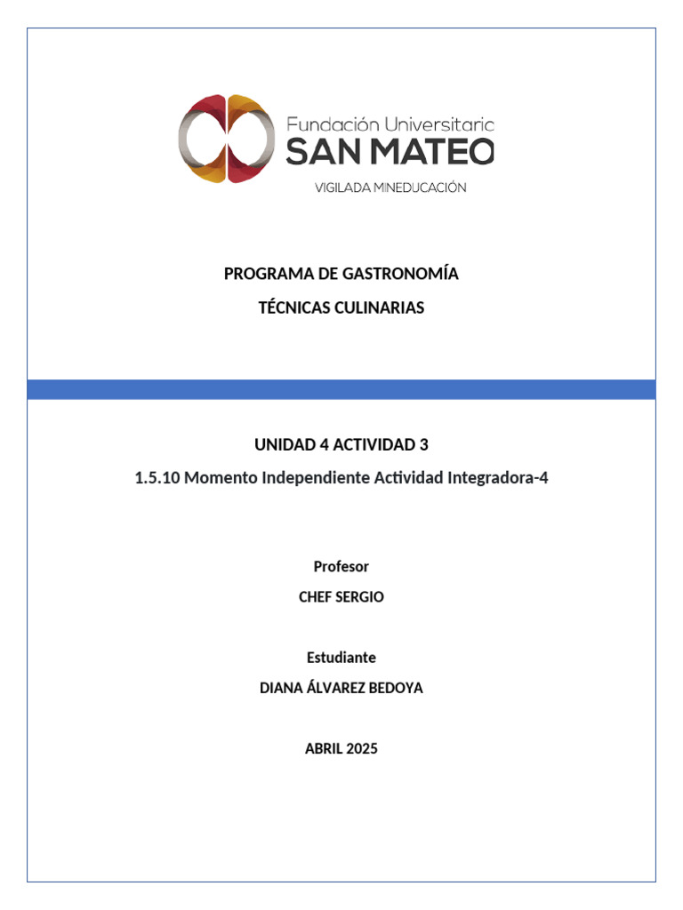 Tec Unid 4 Act 3 | PDF | Cocina | Cocinando