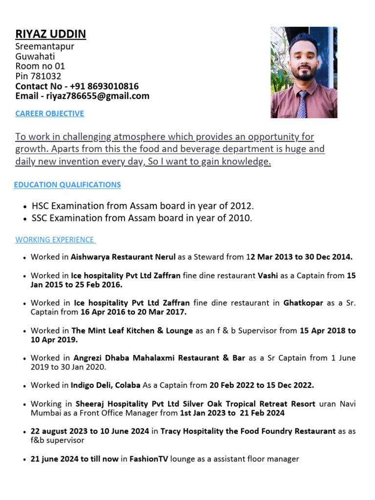 Riyaz Uddin Updated 2025 | PDF