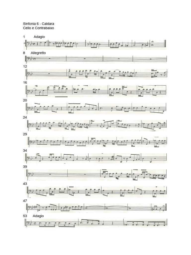 Sinfonia 6 Caldara - Cello e Contrabaixo | PDF