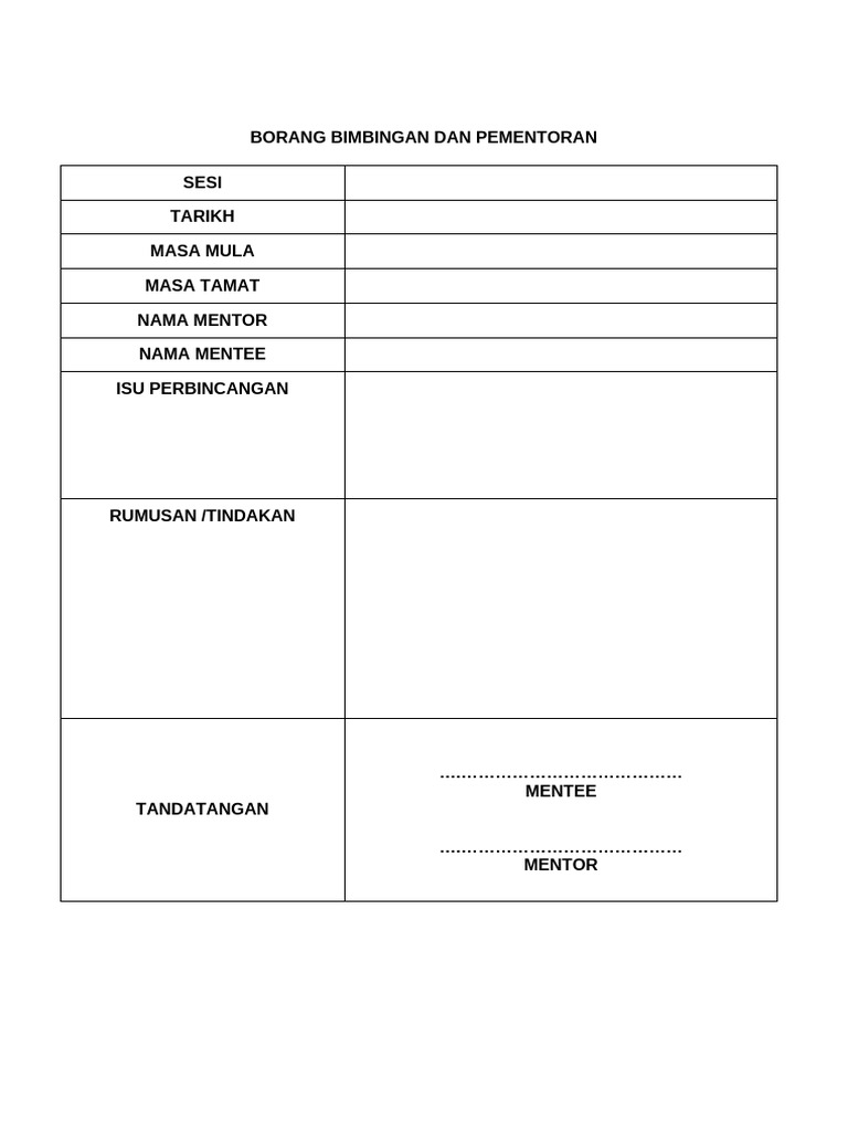 Borang Mentor Menteee 2024 | PDF