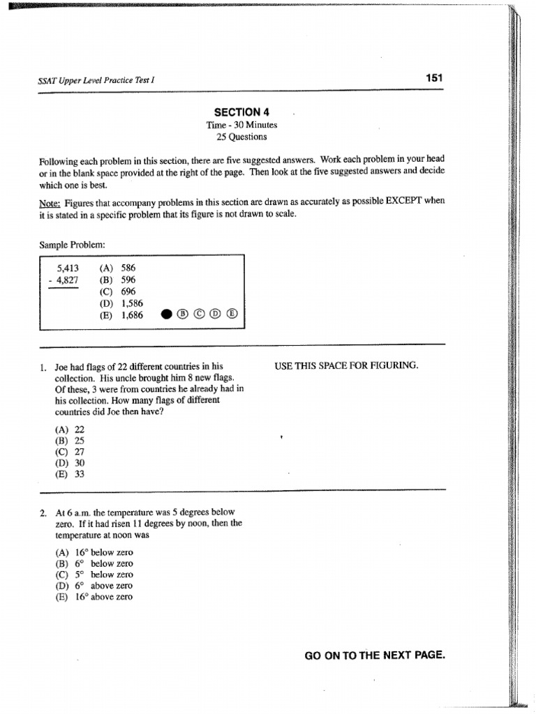 Official SSAT Upper Level Practice Test 1 v2 Section 4 | PDF