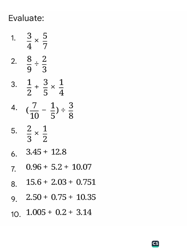 Fractions and Decimals | PDF