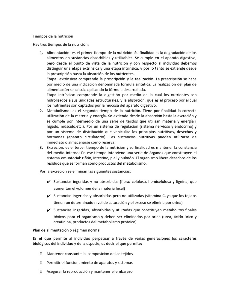 Tiempos de La Nutrici-N | PDF | Digestión | Nutrición