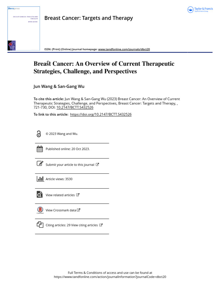 Breast Cancer An Overview of Current Therapeutic Strategies Challenge ...